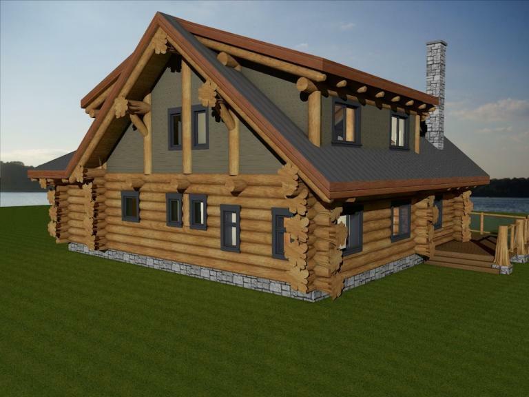 Rivers Inlet 2355 sq ft Log Home Kit - Mountain Ridge